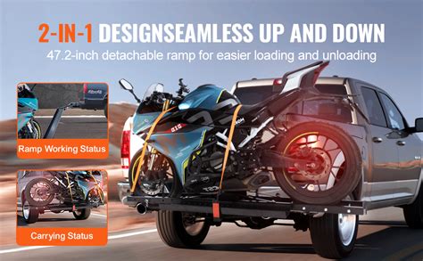 Vevor Motorcycle Carrier 600 Lbs Steel Motorcycle Carrier Hitch Mount