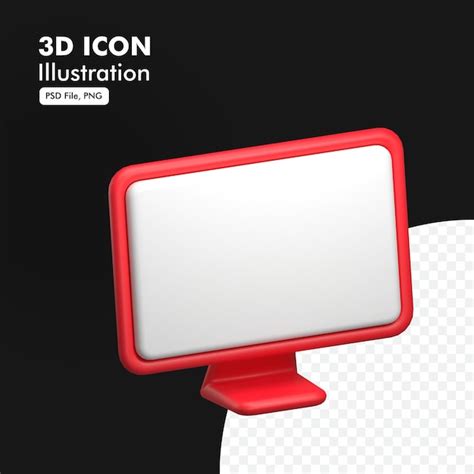 Premium Psd Red Monitor 3d Ui Icon