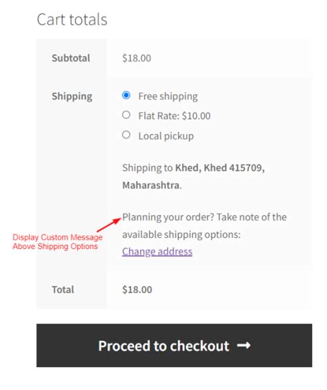 How To Display Custom Message Above The Shipping Options In Woocommerce