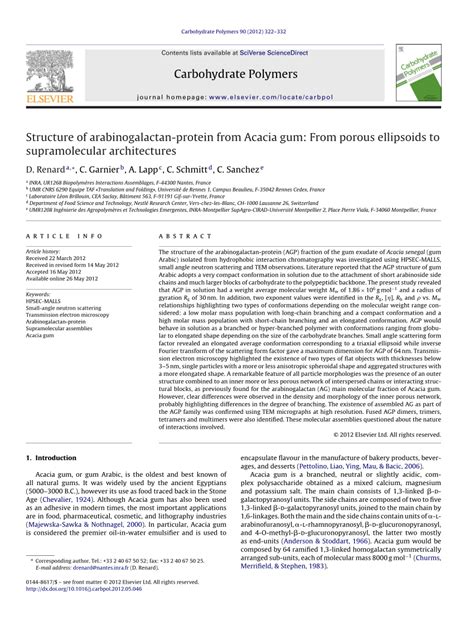 Pdf Structure Of Arabinogalactan Protein From Acacia Gum From Porous