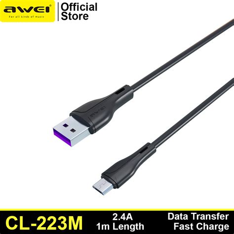 Awei CL 223M Smart Fast Micro USB 2 4A Cable 1m Charging Quick Charge Data Sync Transmission