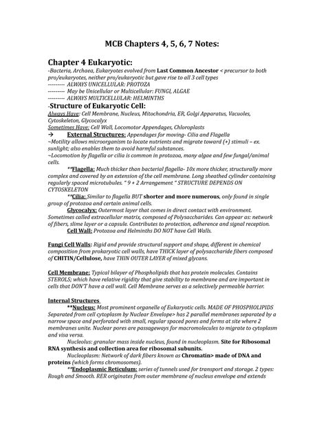 MCB Test Notes MCB Chapters Notes Chapter Eukaryotic Bacteria Archaea