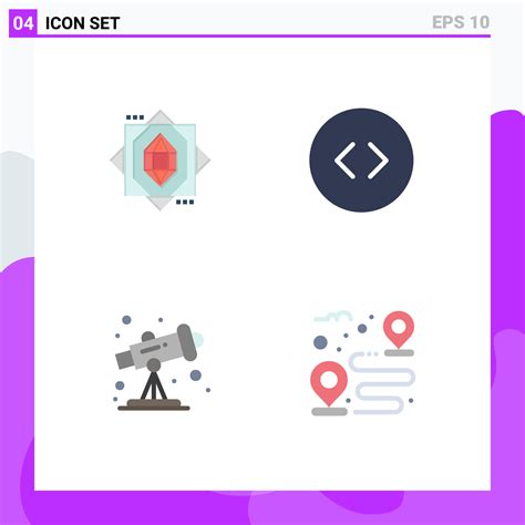 4 Thematic Vector Flat Icons And Editable Symbols Of Core Destination