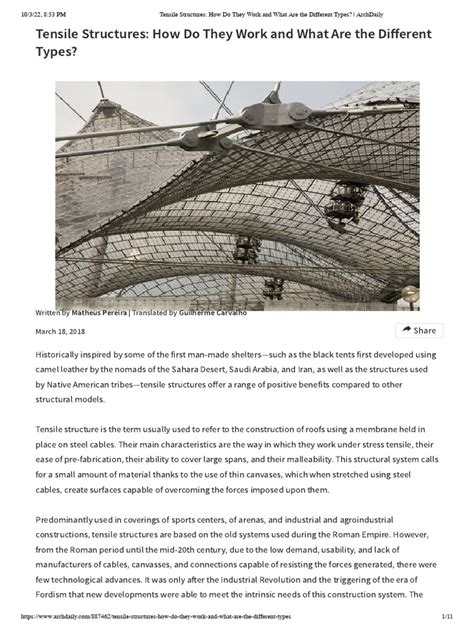 Tensile Structures How Do They Work And What Are The Different Types Archdaily Pdf