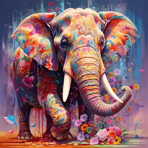 Premium Photo An Elephant With A Colorful Face And Tusks On It