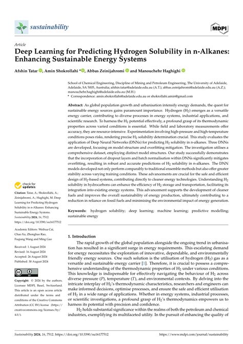 Pdf Deep Learning For Predicting Hydrogen Solubility In N Alkanes Enhancing Sustainable