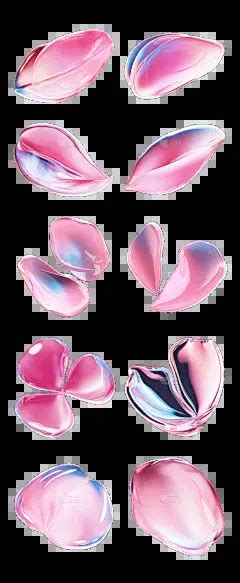 素材组合 3D立体粉色花瓣贴纸1 花瓣网