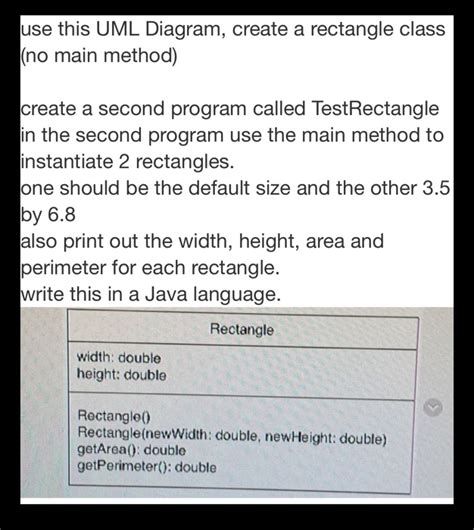 Solved Use This Uml Diagram Create A Rectangle Class No