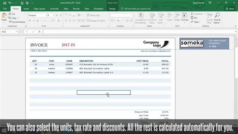 Invoice Excel Template With Customer Database Free Download