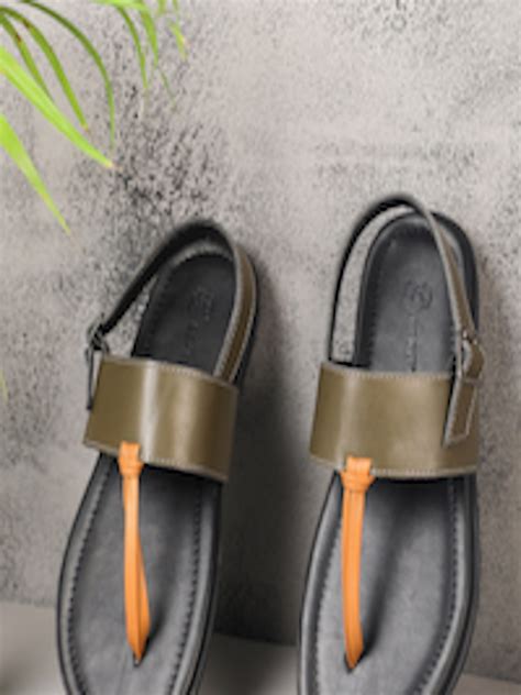Buy Beaver Men Open Toe Leather Comfort Sandals With Buckle Detail