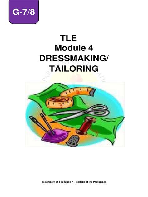 tle g 7 8 module 4 dressmaking week 3 read and interpret product