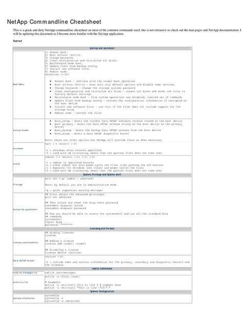 netapp commandline cheatsheet pdf file transfer protocol booting