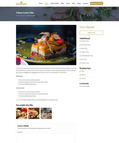 1 Wordpress Restaurant Theme With Booking And Woocommerce