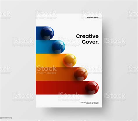 밝은 3d 구체 브로셔 템플릿입니다 독특한 잡지 표지 디자인 벡터 일러스트 레이 션입니다 A4 용지에 대한 스톡 벡터 아트 및 기타 이미지 Istock