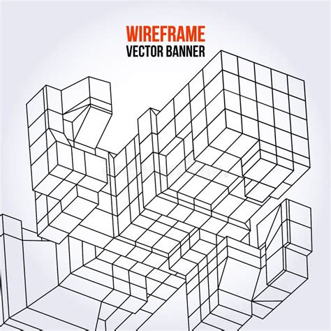 Wireframe Mesh Cubes Stock Vector Illustration Of Connection 61135457