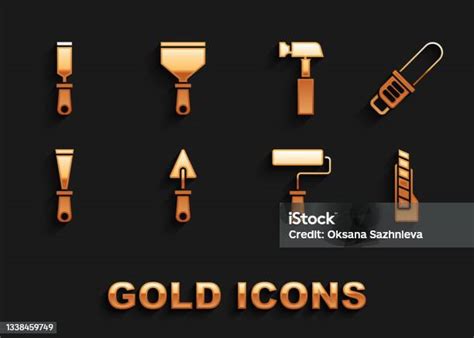 트로렐 전기톱 문구 칼 페인트 롤러 브러시 퍼티 해머 래스프 금속 파일 및 아이콘을 설정합니다 벡터 갈고리 발톱에 대한 스톡 벡터 아트 및 기타 이미지 Istock