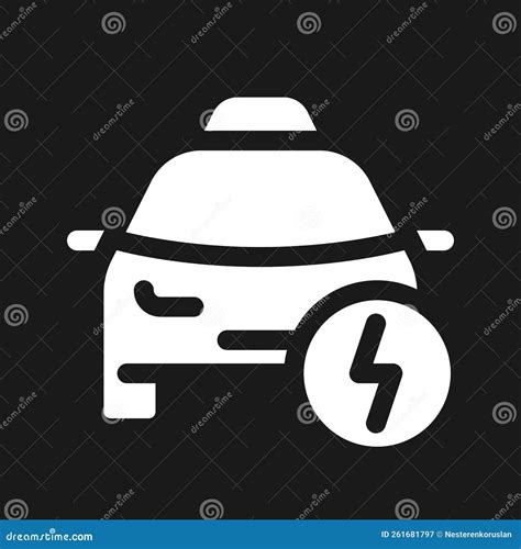 Taxi And Lightning Dark Mode Glyph Ui Icon Stock Vector Illustration