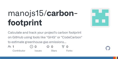 GitHub Manojs Carbon Footprint Calculate And Track Your Project S Carbon Footprint On