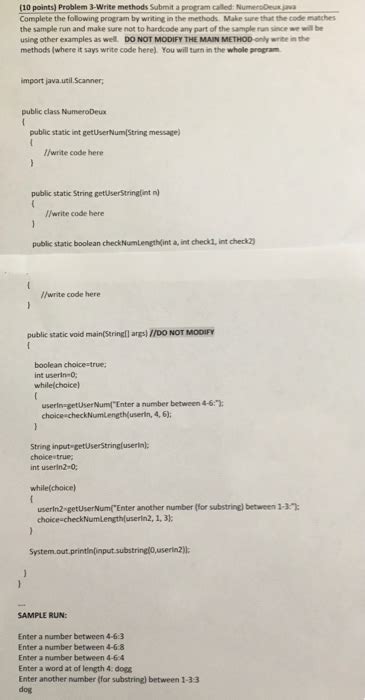 Solved 10 Points Problem 3 Write Methods Submit A Program