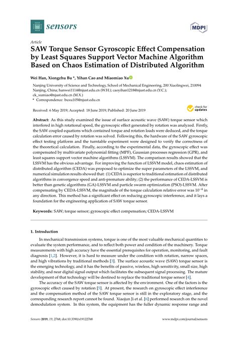 Pdf Saw Torque Sensor Gyroscopic Effect Compensation By Least Squares