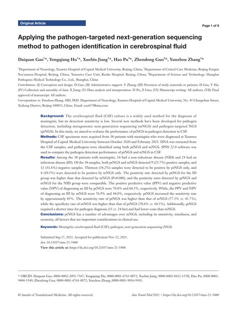 Pdf Applying The Pathogen Targeted Next Generation Sequencing Method