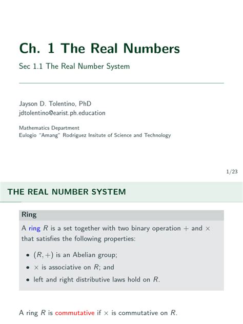 Chapter 1 The Real Numbers Part 1 Pdf Ring Mathematics Real