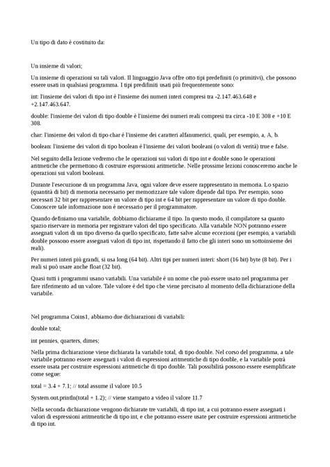Basi Di Programmazione In Java Docsity