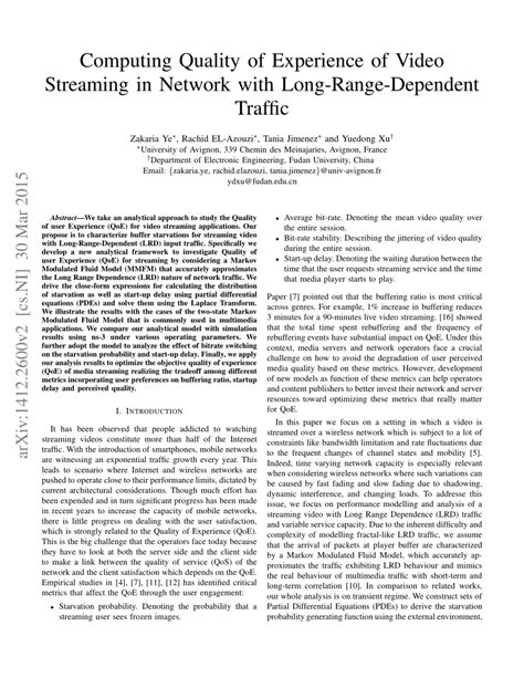 Pdf Computing The Quality Of Experience In Network Modeled By A Markov Modulated Fluid Model