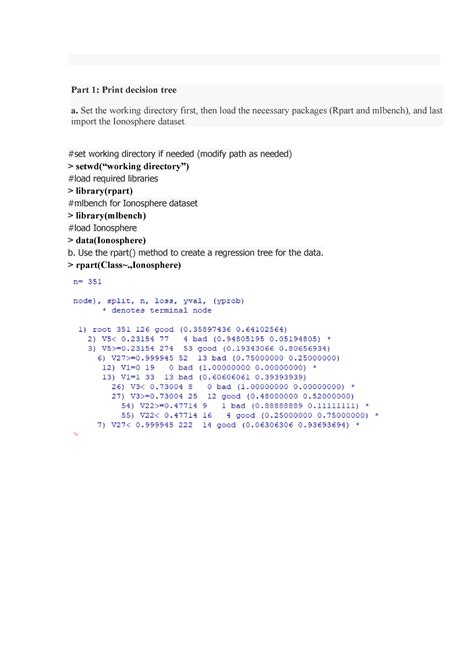 Assignment Unit 5 Cs 4407 Part 1 Print Decision Tree A Set The