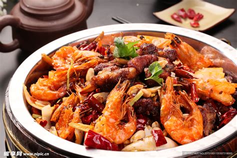 香辣排骨虾摄影图 传统美食 餐饮美食 摄影图库 昵图网