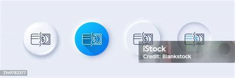 신용 카드 또는 현금 라인 아이콘입니다 지불 방법 서명 선 아이콘 벡터 3차원 형태에 대한 스톡 벡터 아트 및 기타 이미지 3차원 형태 고급 교환 Istock