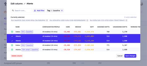 Comparing Runs How Tos Timefold Platform Timefold Documentation