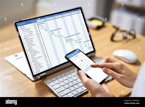 Gantt Employee Time Sheet Chart And Business Schedule Stock Photo Alamy
