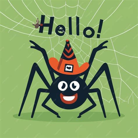 Premium Ai Image A Cute Spider Crawling On A Web With Text Hello