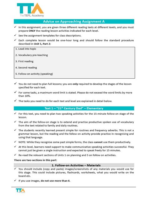 Advice On Approaching Assignment A Pdf Vocabulary Reading
