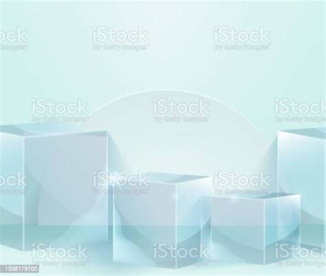 스튜디오 룸 벡터 3d 모양 제품 디스플레이 프리젠 테이션 스퀘어 포디움 블루 와 함께 화장품 제품 배경 0명에 대한 스톡 벡터