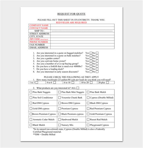 FREE Request For Quote Templates Forms