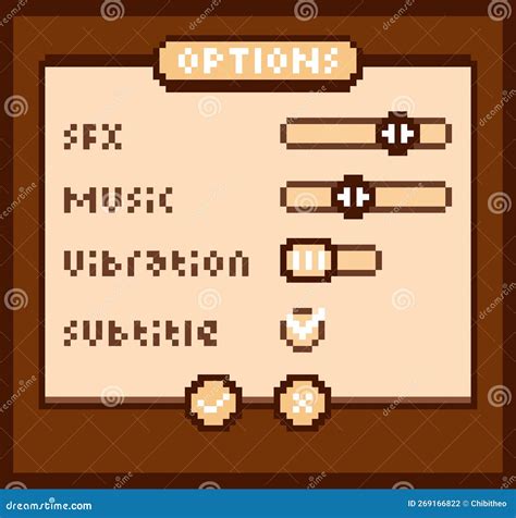 8 Bit Pixel Text Game Option Menu Stock Vector Illustration Of Game