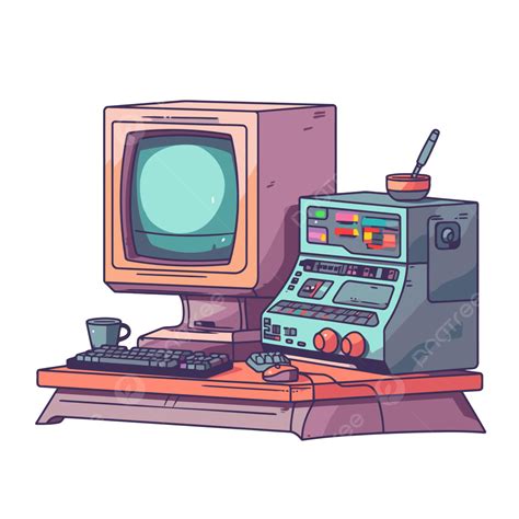 컴퓨터 무료 벡터 Cpu 만화와 레트로 컴퓨터 스티커 클립 아트 상표 클립 아트 Png 일러스트 및 벡터 에 대한 무료