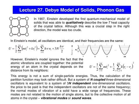 Ppt Lecture 27 Debye Model Of Solids Phonon Gas Powerpoint Presentation Id 363461