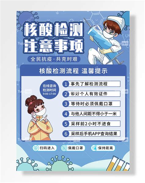 核酸检测注意事项海报素材模板下载 图巨人