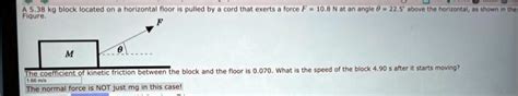 A 5 38 Kg Block Located On A Horizontal Floor Is Pulled By A Cord That Exerts A Force F 10 8 N