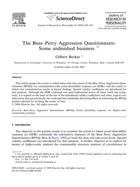 Kuesioner Buss And Perry Agresif 2 Pdf Factor Analysis Aggression