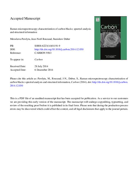 Pdf Raman Microspectroscopy Characterization Of Carbon Blacks