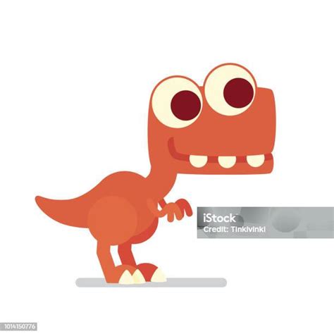 귀여운 티 렉스 공룡 생활입니다 흰색 배경에 고립 된 평면 만화 스타일의 선사 시대 문자 벡터 일러스트 큰 눈을 가진 재미 있는 빨간색 티라 디자인 요소입니다 귀여운에 대한