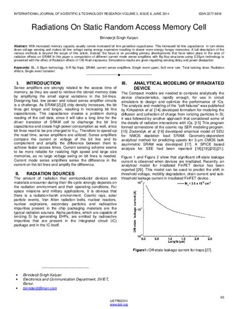 Pdf Radiations On Static Random Access Memory Cell