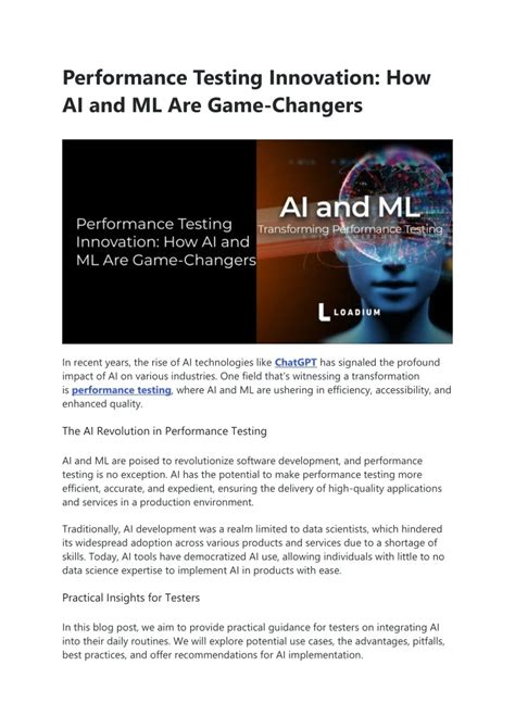Ppt Performance Testing Innovation How Ai And Ml Are Game Powerpoint