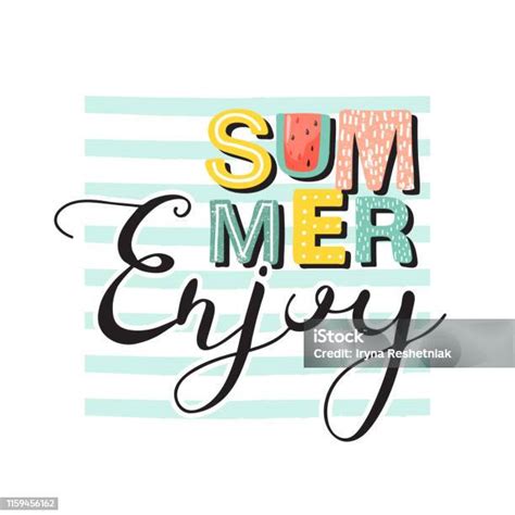 창의적인 타이포그래피 슬로건 디자인 여름을 즐기세요 표지판 여름 분위기 여름에 대한 스톡 벡터 아트 및 기타 이미지 여름 행복 T 셔츠 Istock