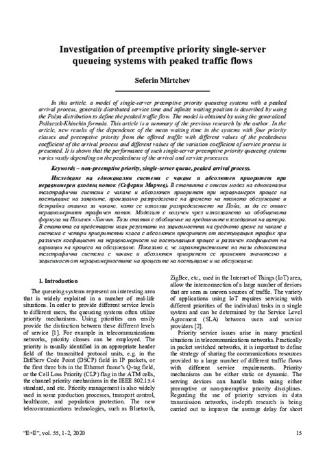 Pdf Investigation Of Preemptive Priority Single Server Queueing