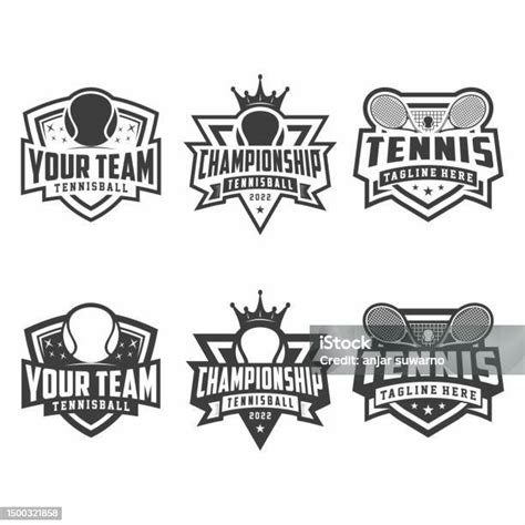 배지 엠블럼 테니스 클럽 토너먼트 테니스 아이콘 디자인 테니스 라켓 흰색 배경에 공 벡터 세트 Championship에 대한 스톡 벡터 아트 및 기타 이미지 Istock